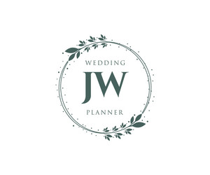 Jw initials letter wedding monogram logos Vector Image