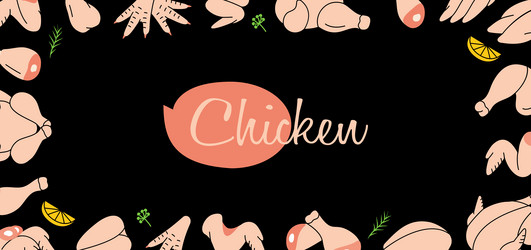 Fresh chicken parts set butcher shop chicken Vector Image