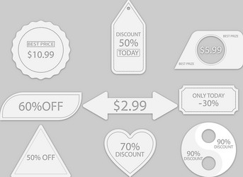Collection different price tags in black Vector Image