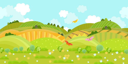 Idyllic nature view with hills summer scenery Vector Image