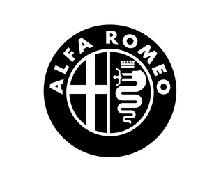 Alfa romeo brand logo symbol white and red design Vector Image