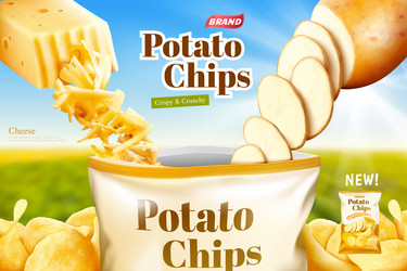 Roast Chicken Potato Chips Ad Royalty Free Vector Image
