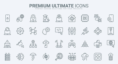 Set of linear icons overclocking Royalty Free Vector Image