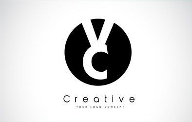 Orange vc circular letter logo with circle brush Vector Image