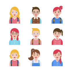 Back to school children avatar icon set Royalty Free Vector