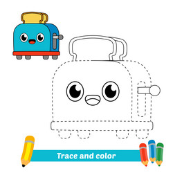 Trace and color for kids bread Royalty Free Vector Image