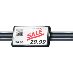 Electronic shelf label on rail set e-paper Vector Image
