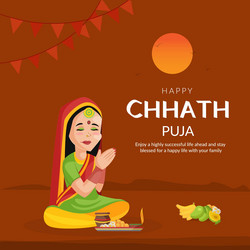Happy chhath puja banner design template Vector Image