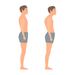 Man with back pain and bad posture Royalty Free Vector Image
