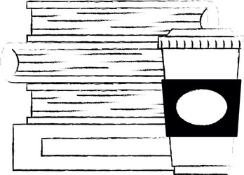 Pile text books with coffee drink Royalty Free Vector Image