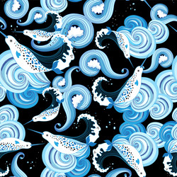 Graphic pattern of sea blue waves Royalty Free Vector Image