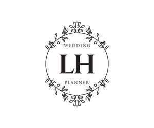 Lh initials letter wedding monogram logos Vector Image