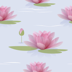 Seamless pattern with lotus flowers water lily Vector Image
