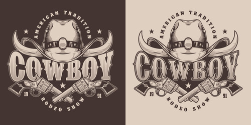 American cowboy vintage flyer monochrome Vector Image