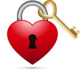 Realistic looking gold lock shaped as heart Vector Image