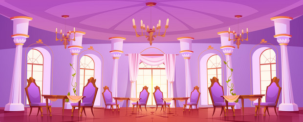Castle hall interior of royal ballroom Royalty Free Vector