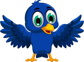 Cute Blue Bird Cartoon Royalty Free Vector Image