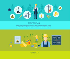 Electrical works horizontal banners Royalty Free Vector