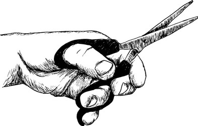 Sketch of hand with scissors Royalty Free Vector Image