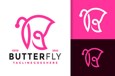 B letter butterfly logo design brand identity Vector Image