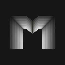 Monogram bold letter m logo with reflection w Vector Image