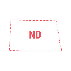North dakota us state map red outline border Vector Image