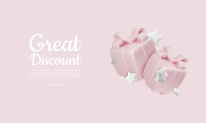 Realistic holiday design with soft pink gift boxes