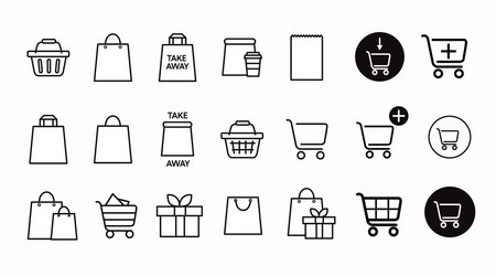 Black and white shopping icon set Royalty Free Vector Image