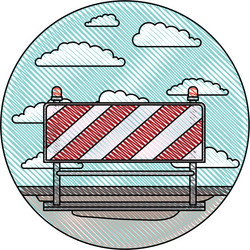 Traffic fence in circular frame with cloud Vector Image