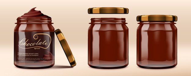 Cute chocolate spread bottle jar cartoon Vector Image