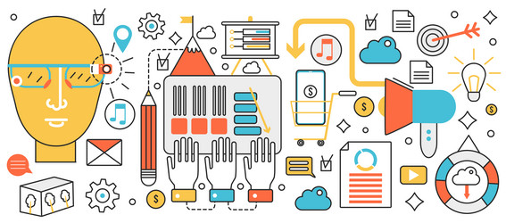 Virtualization technology concept banner header Vector Image