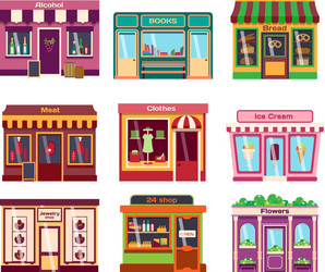 Street shop building fruit and vegetable store Vector Image