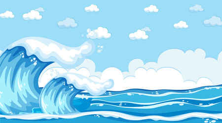 Nature scene with blue ocean Royalty Free Vector Image