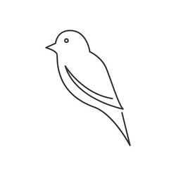 Little bird perched branch lines art icon logo Vector Image