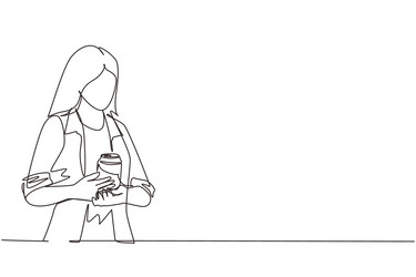 Continuous one line drawing cute young business Vector Image