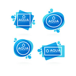 Natural spring water splashes and waves logo Vector Image