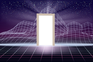 Synthwave retro banner vaporwave aesthetic Vector Image