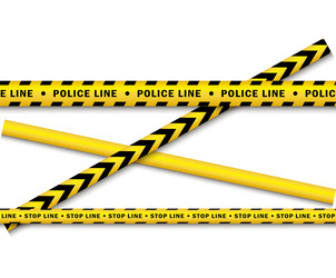 Yellow black police tape set isolated Royalty Free Vector