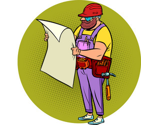 Architect builder with a plan Royalty Free Vector Image