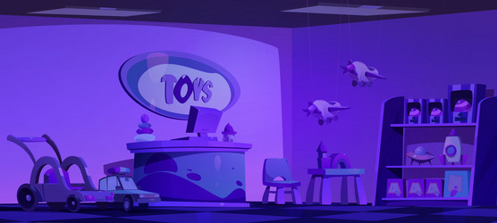 Kid toy store shelf cartoon game interior Vector Image