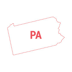 Pennsylvania us state map red outline border Vector Image