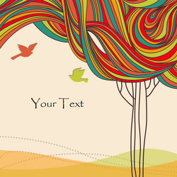 Tree with leaves and birds Royalty Free Vector Image