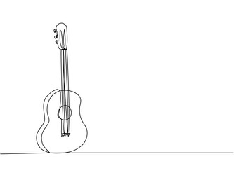 Electric guitar one line art continuous line Vector Image