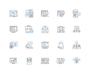 Project commencement line icons collection Vector Image