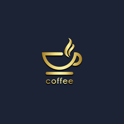Coffee cup gold logo Royalty Free Vector Image