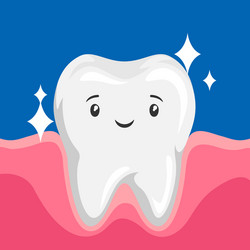 Smiling tooth on hand Royalty Free Vector Image