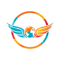 World travel wings logo design Royalty Free Vector Image