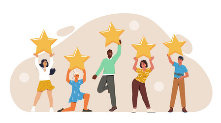 People holding stars giving client feedback Vector Image
