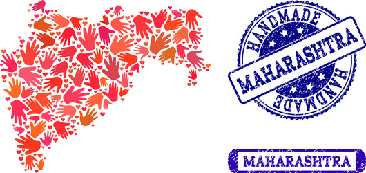 Dotted map of maharashtra state and distress stamp