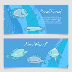 Seafood restaurant menu template hand drawn fish Vector Image